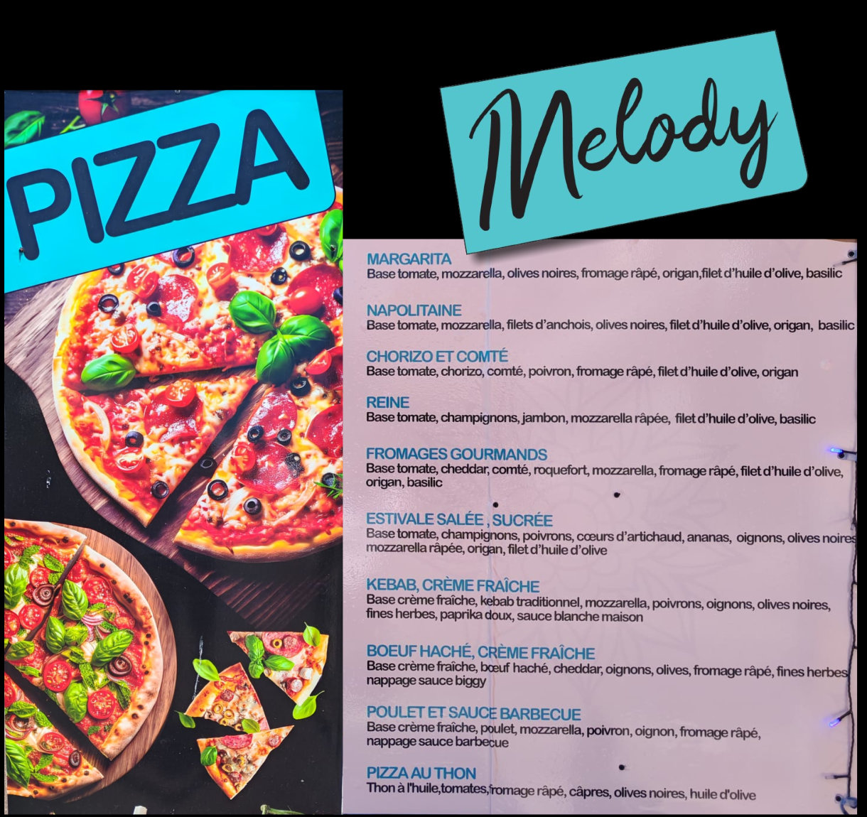 Menus - Carte - MELODY- Bar - Restaurant